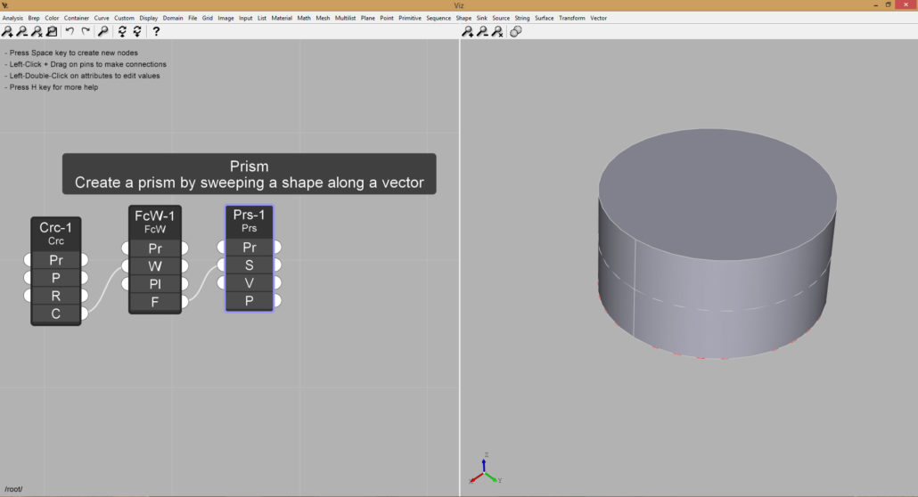 Viz Help - Parametric Cylinder