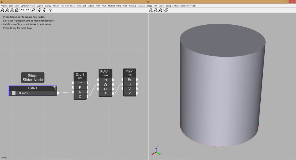 Viz Help - Parametric Cylinder