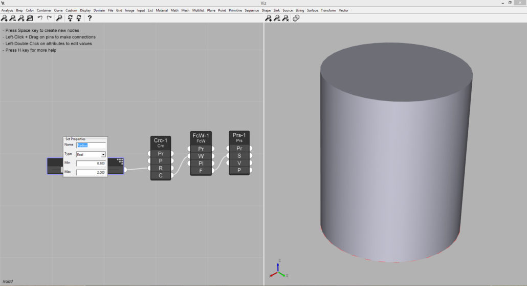 Viz Help - Parametric Cylinder