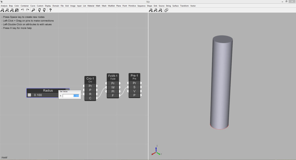 Viz Help - Parametric Cylinder
